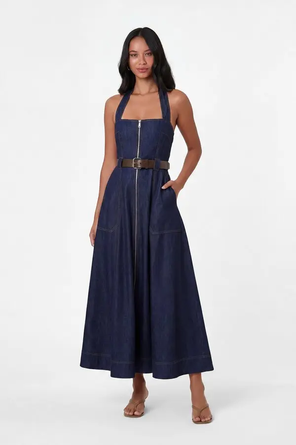 NICHOLAS Anastasia Denim Maxi Dress - Indigo