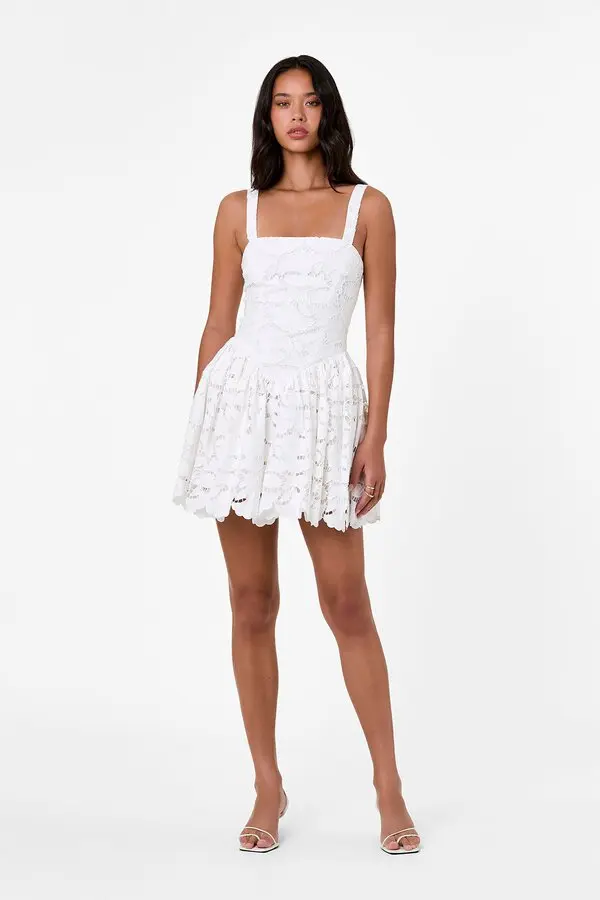 NICHOLAS Vittoria Lace Mini Dress - Ivory