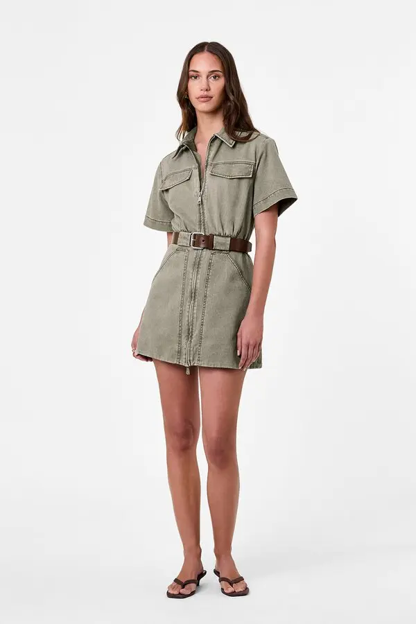 NICHOLAS Embla Belted Utility Dress - Sage