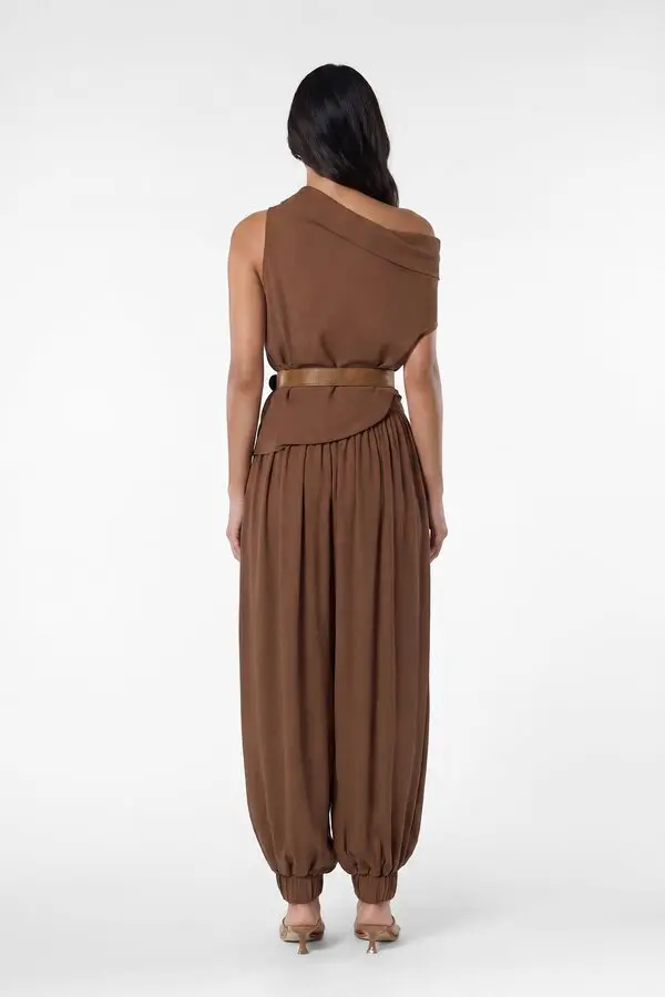 NICHOLAS Ryane Asymmetrical Draped Top - Mocha