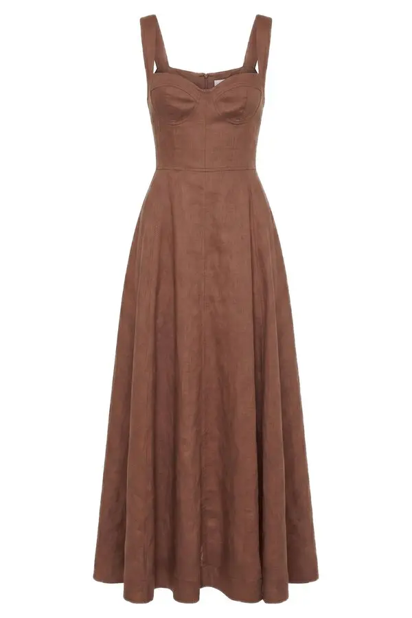 NICHOLAS Anya Linen Dress - Mocha