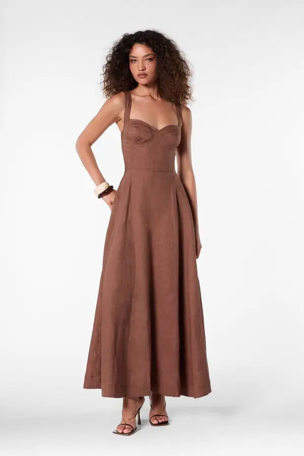 NICHOLAS Anya Linen Dress - Mocha