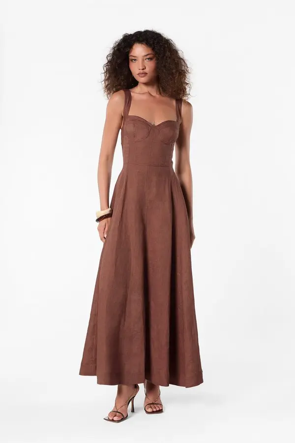 NICHOLAS Anya Linen Dress - Mocha