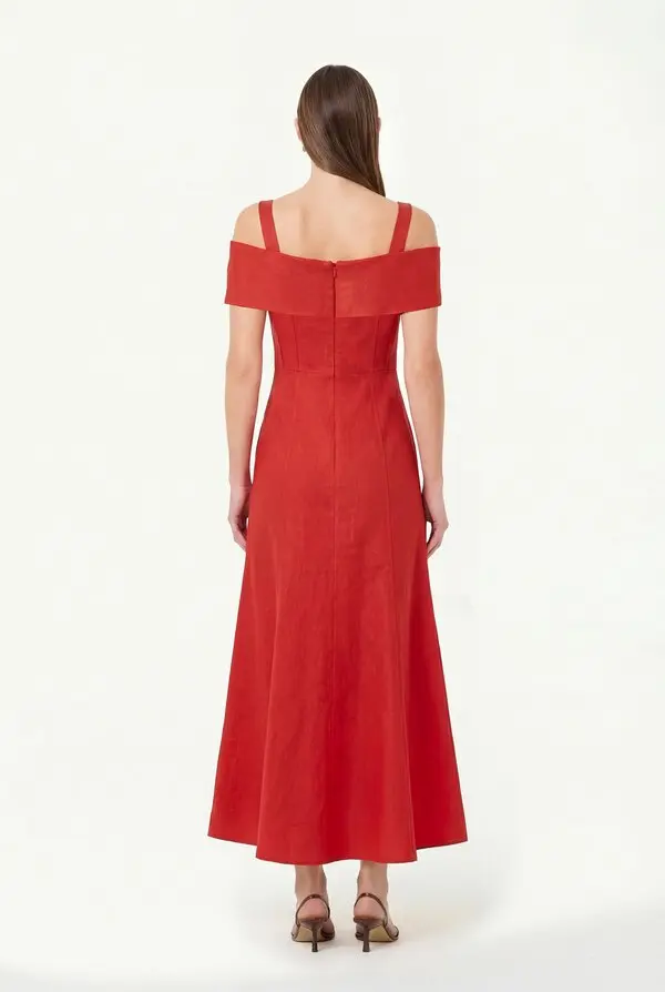 NICHOLAS Ivana Off-the-shoulder Dress - Tomato