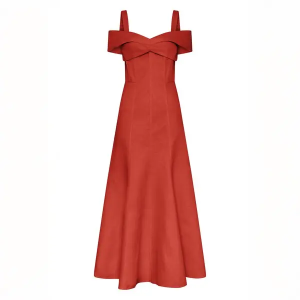 NICHOLAS Ivana Off-the-shoulder Dress - Tomato