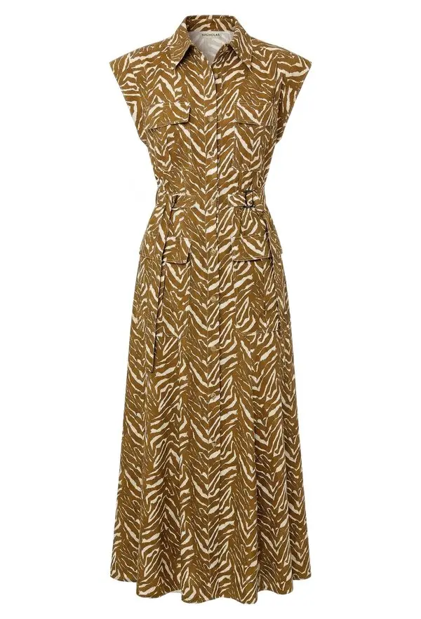 NICHOLAS Romina Zebra Print Shirt Dress - Abstract Zebra