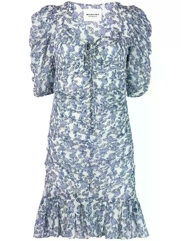 MARANT ETOILE Floral Print Ruched Mini Dress