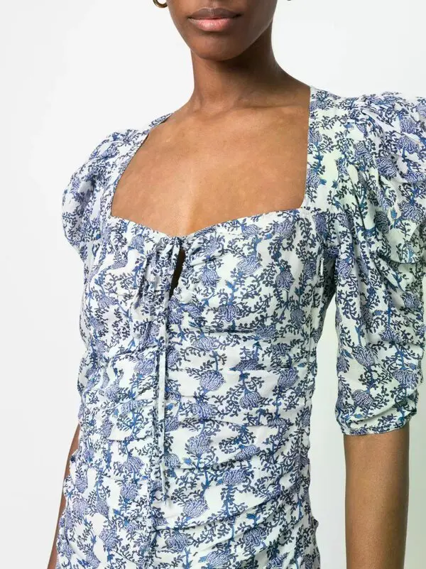 MARANT ETOILE Floral Print Ruched Mini Dress