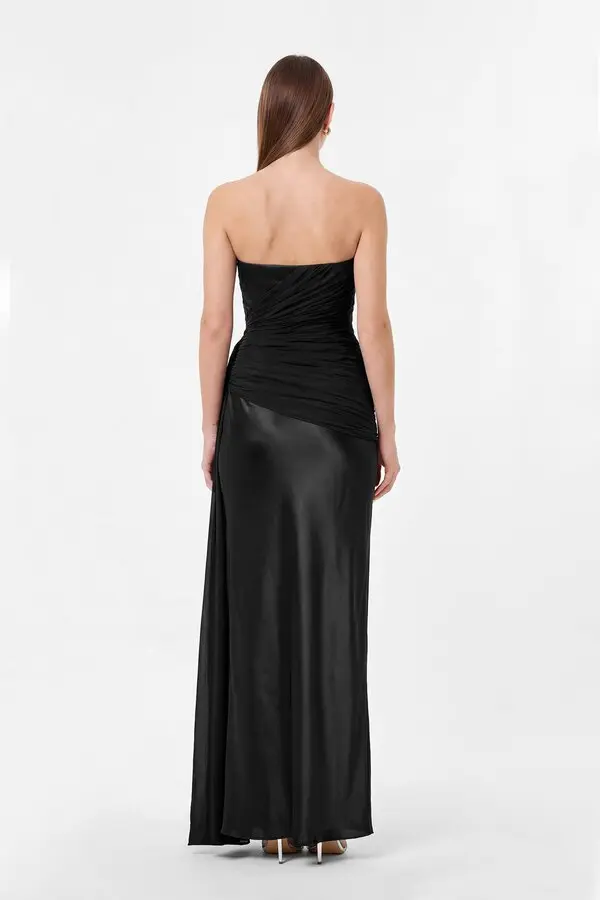NICHOLAS Milena Strapless Draped Gown - Black