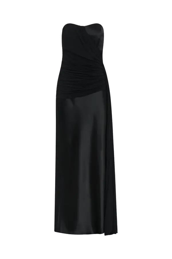 NICHOLAS Milena Strapless Draped Gown - Black
