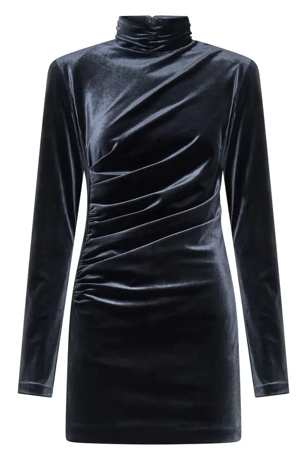 NICHOLAS Pilar Velvet Ruched Mini Dress - Mineral