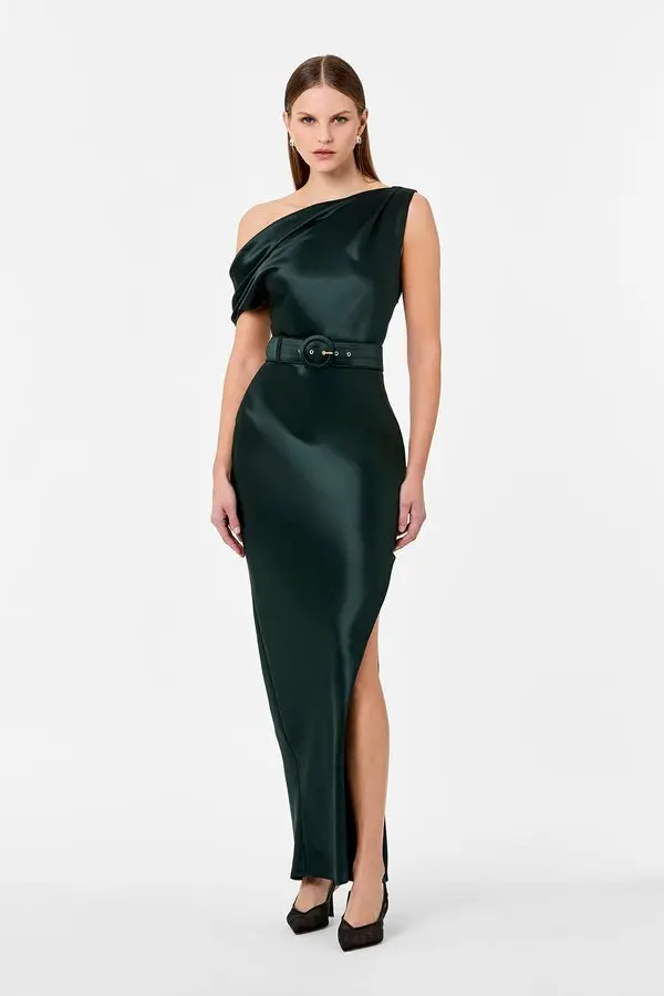 NICHOLAS Eartha One-shoulder Belted Maxi Dress - Alpine