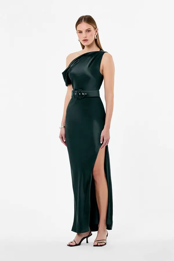 NICHOLAS Eartha One-shoulder Belted Maxi Dress - Alpine