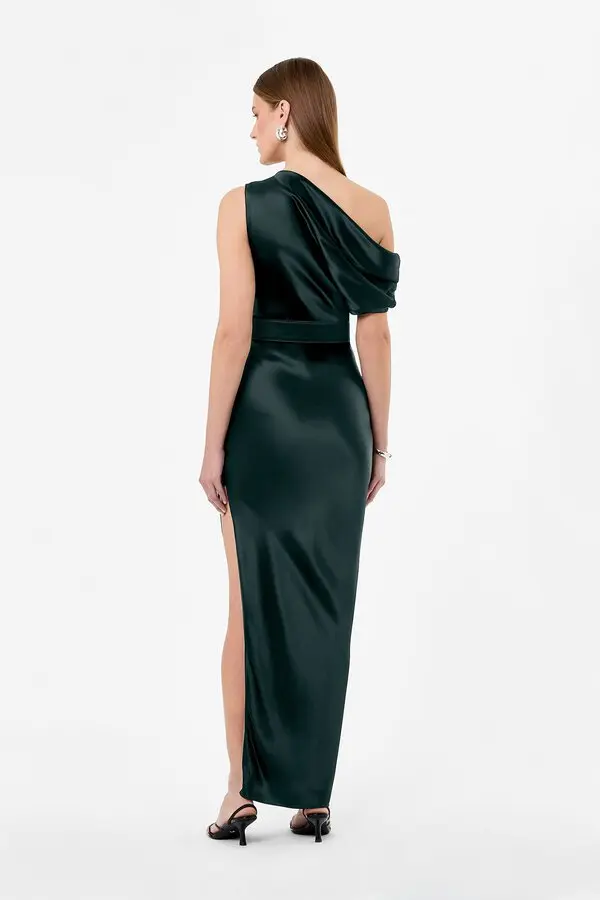 NICHOLAS Eartha One-shoulder Belted Maxi Dress - Alpine