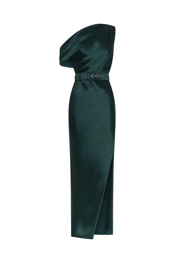 NICHOLAS Eartha One-shoulder Belted Maxi Dress - Alpine