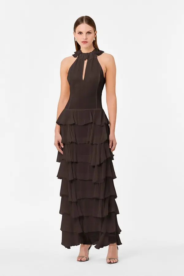 NICHOLAS Yasira Tiered Maxi Dress - Espresso