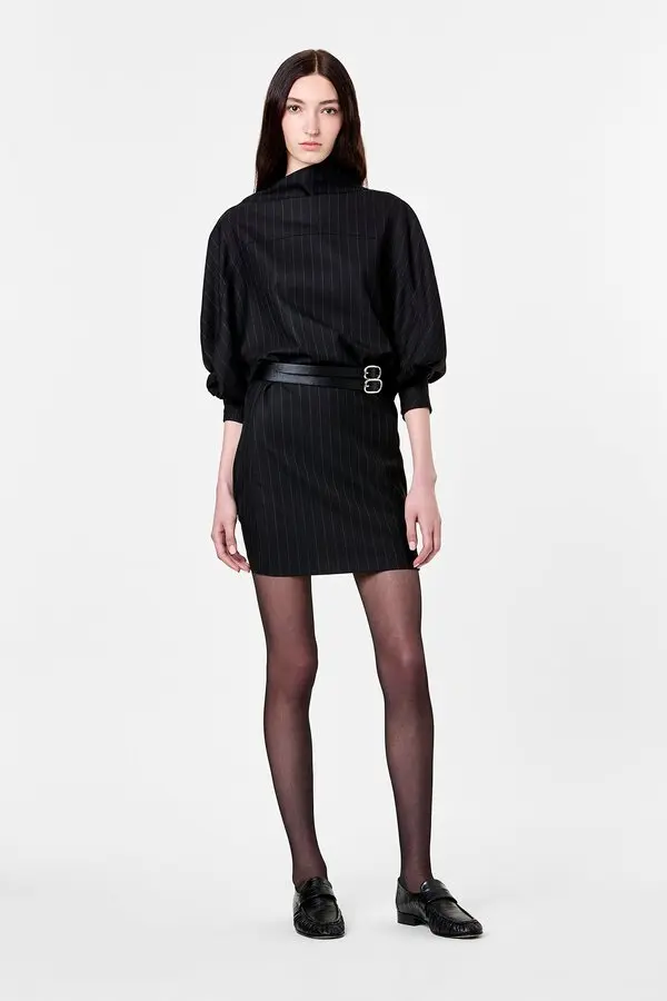 NICHOLAS Anika Dress With Pinstripe Detail And High Neck