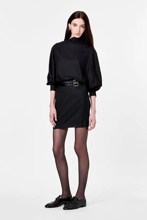 NICHOLAS Anika Dress With Pinstripe Detail And High Neck