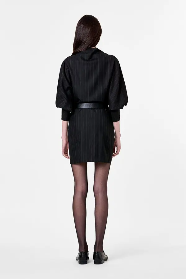 NICHOLAS Anika Dress With Pinstripe Detail And High Neck