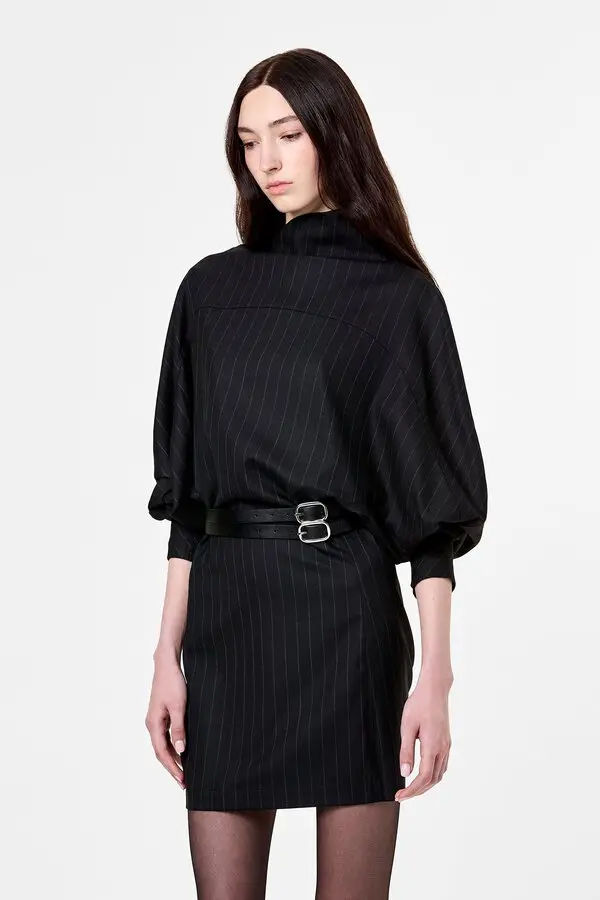 NICHOLAS Anika Dress With Pinstripe Detail And High Neck
