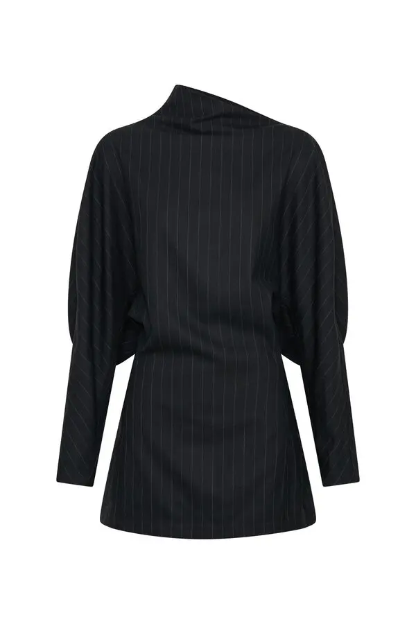 NICHOLAS Anika Dress With Pinstripe Detail And High Neck