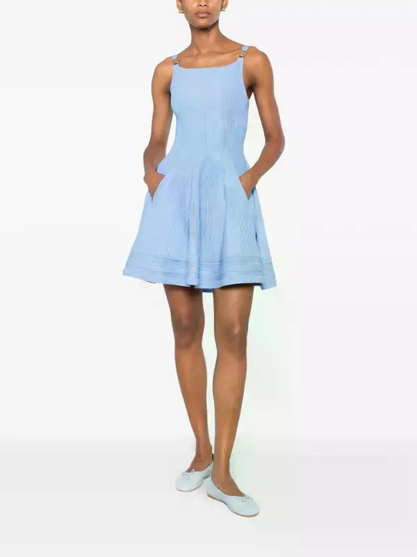 Maje Ribbed-knit Buckled-strap Mini Dress