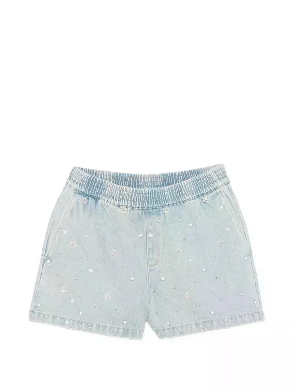 Maje Rhinestone Embellished Denim Shorts - Blue