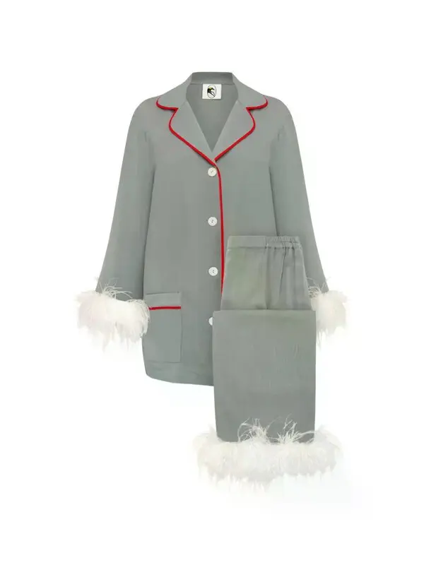 Sleeper Party Feather-trim Pajamas