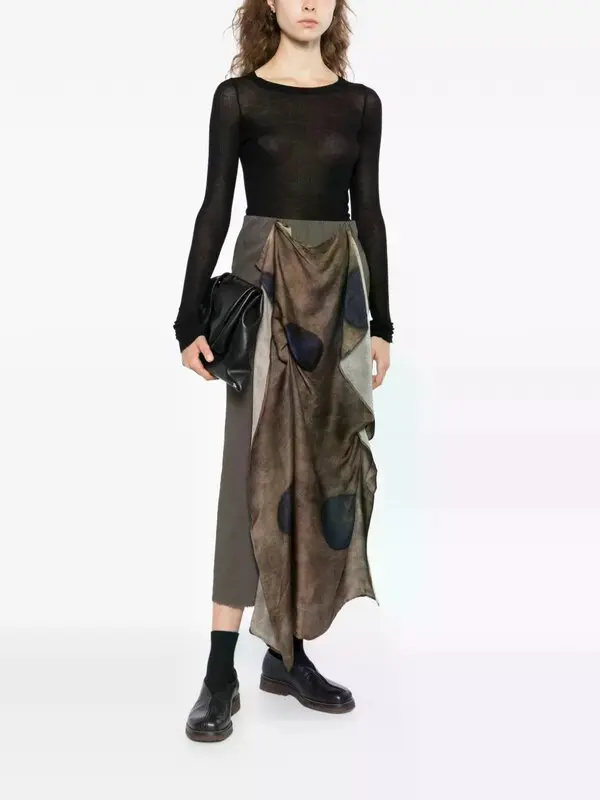 UMA WANG Draped Midi Skirt - Brown