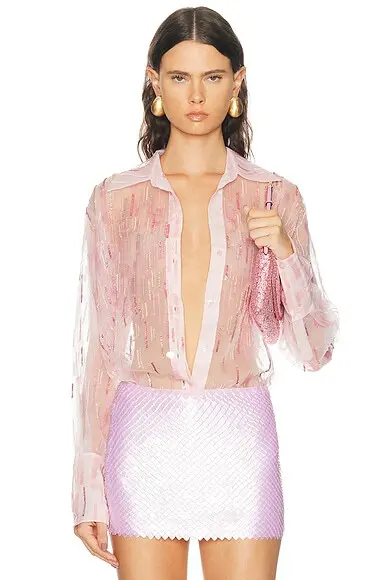MAY MASHIAH Embellished Chiffon Shirt - Peony