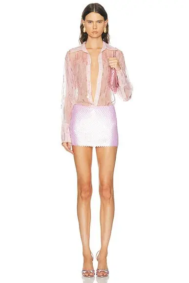 MAY MASHIAH Embellished Chiffon Shirt - Peony