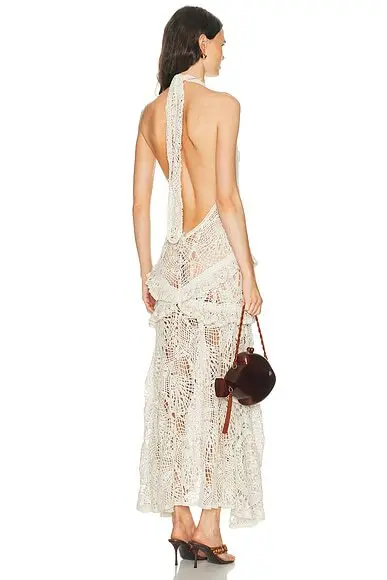 SIEDRES Elvira Crochet Halterneck Maxi Dress