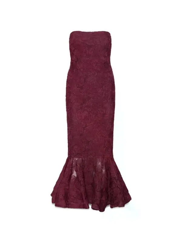 ROTATE BY BIRGER CHRISTENSEN Strapless Floral Midi Dress
