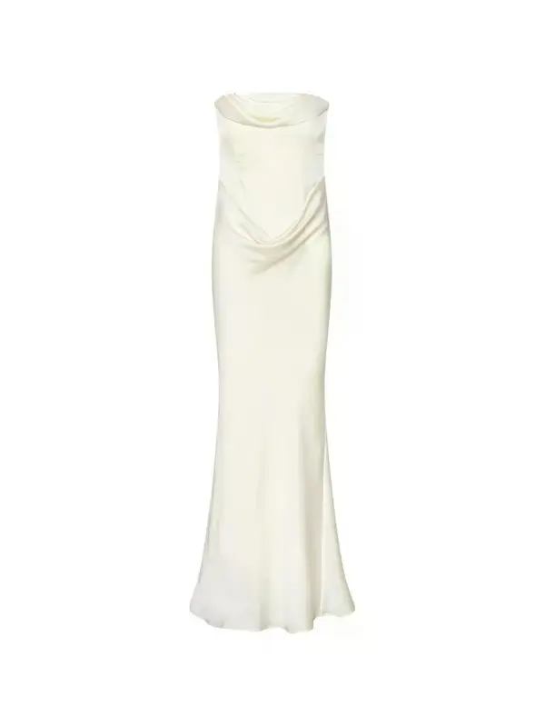ROTATE BY BIRGER CHRISTENSEN Strapless Corsage Maxi Dress - Neutrals