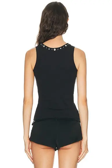 Versace Ribbed Tank Top With Stud Embellishments