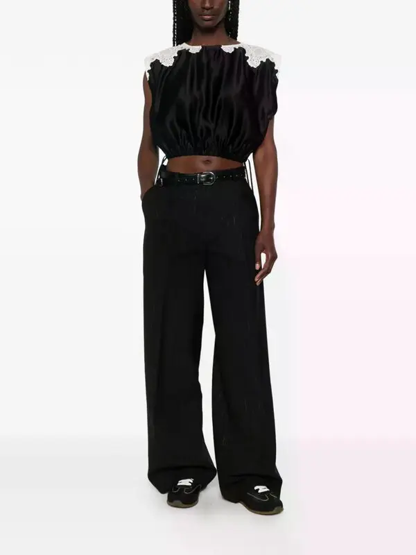 Sandro Lace Trim Crop Top