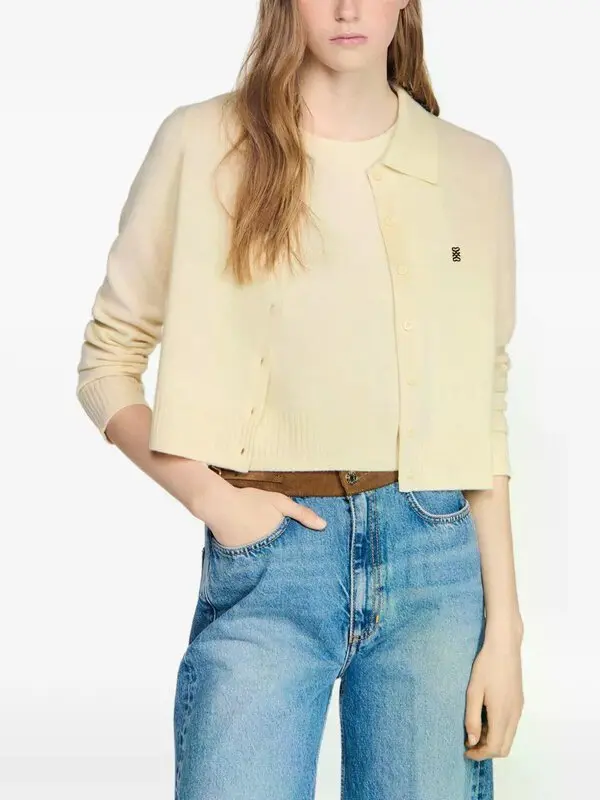 Sandro Wool & Cashmere Shirt Collar Cardigan