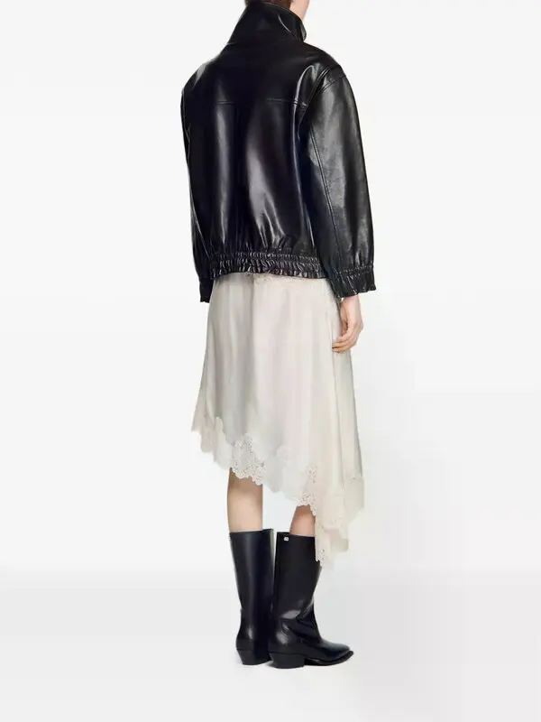 Sandro Lambskin Leather Jacket - Black