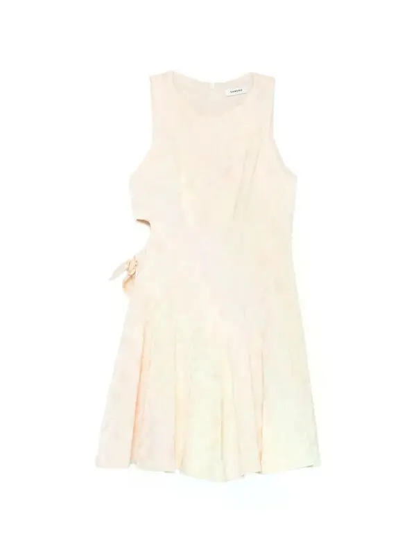 Sandro Floral-jacquard Cut-out Mini Dress - Neutrals