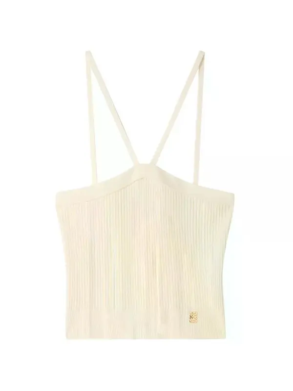 Sandro Ribbed Knit Cropped Halter Top