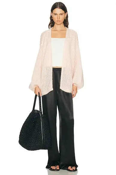 TOTEME Puffed Cardigan In Mohair Blend - Bloom