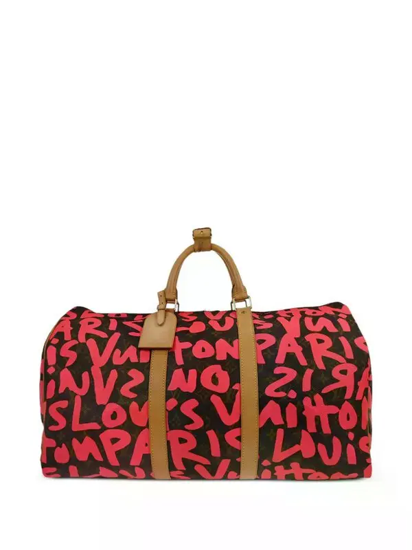 LOUIS VUITTON Monogram Graffiti Keepall 50 Duffle Bag - Pink