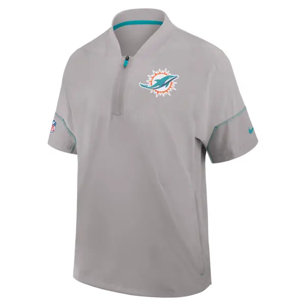 Nike Miami Dolphins Nfl 1/2-zip Short-sleeve Hooded Jacket - Grey