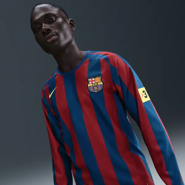 Nike Ronaldinho Fc Barcelona 2005/06 Reissue Soccer Replica Long-sleeve Jersey - Blue
