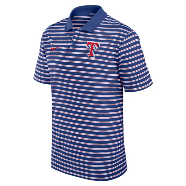 Nike Texas Rangers Striped Victory Dri-fit Mlb Polo - Blue