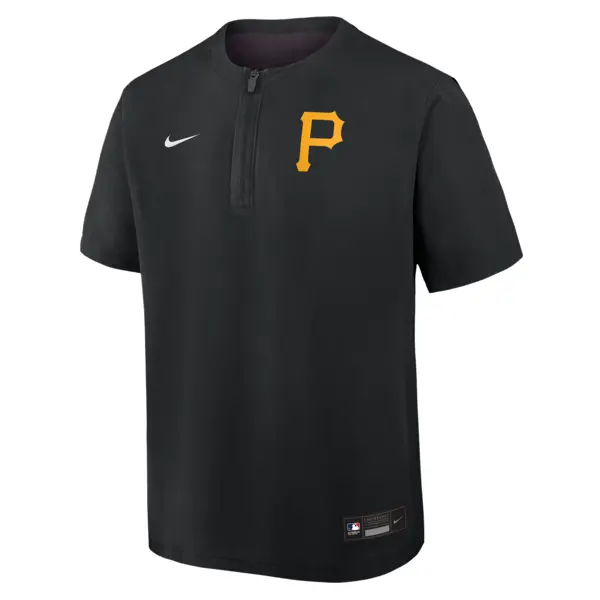 Nike Pittsburgh Pirates Authentic Collection Dri-fit 1/4-zip Short-sleeve Windshirt - Black
