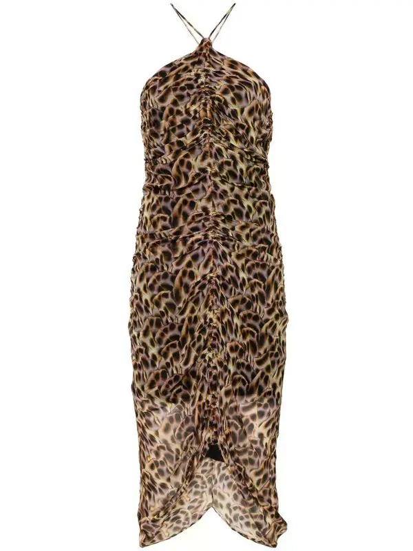 MARANT ETOILE Valdi Leopard-print Halterneck Midi Dress