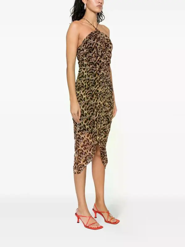 MARANT ETOILE Valdi Leopard-print Halterneck Midi Dress