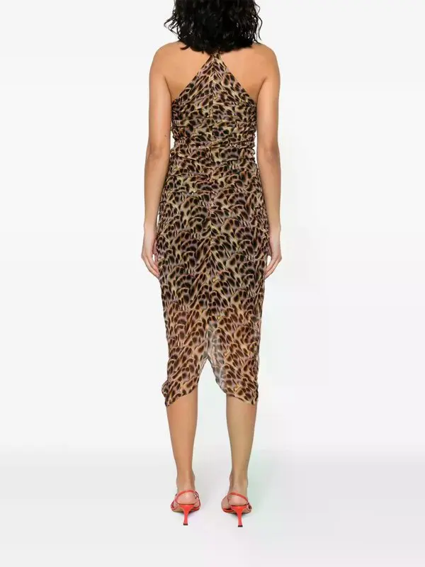MARANT ETOILE Valdi Leopard-print Halterneck Midi Dress