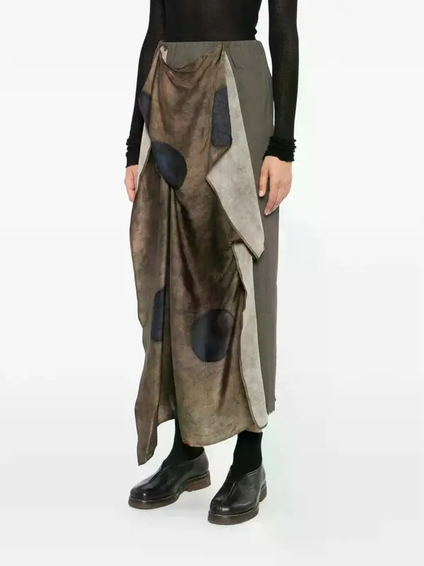 UMA WANG Draped Gale Midi Skirt - Brown